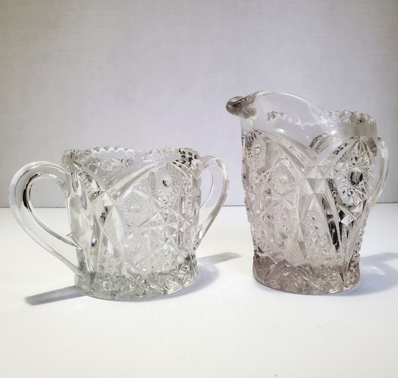 EAPG US Glass pacifica Pressed Glass Sugar and - Etsy