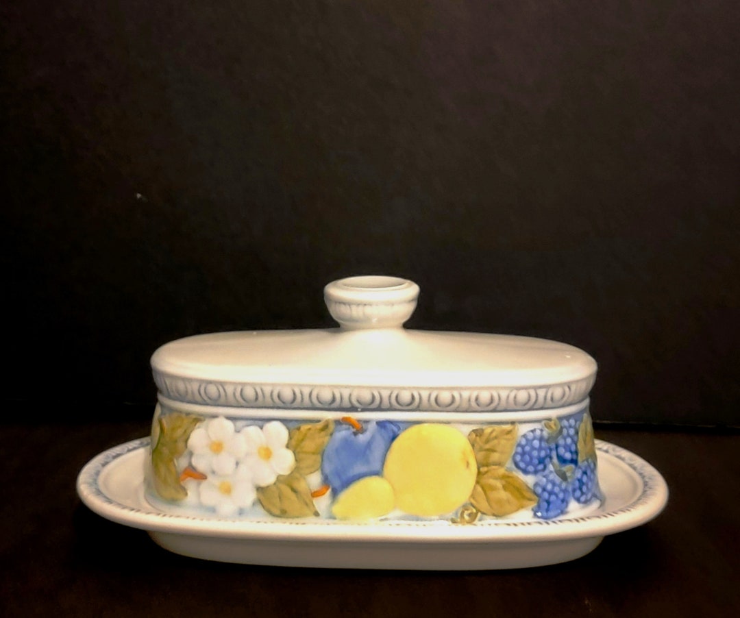 Metlox Pottery "florence" Sculptured Fruit Butter Dish With Lid / Mid ...