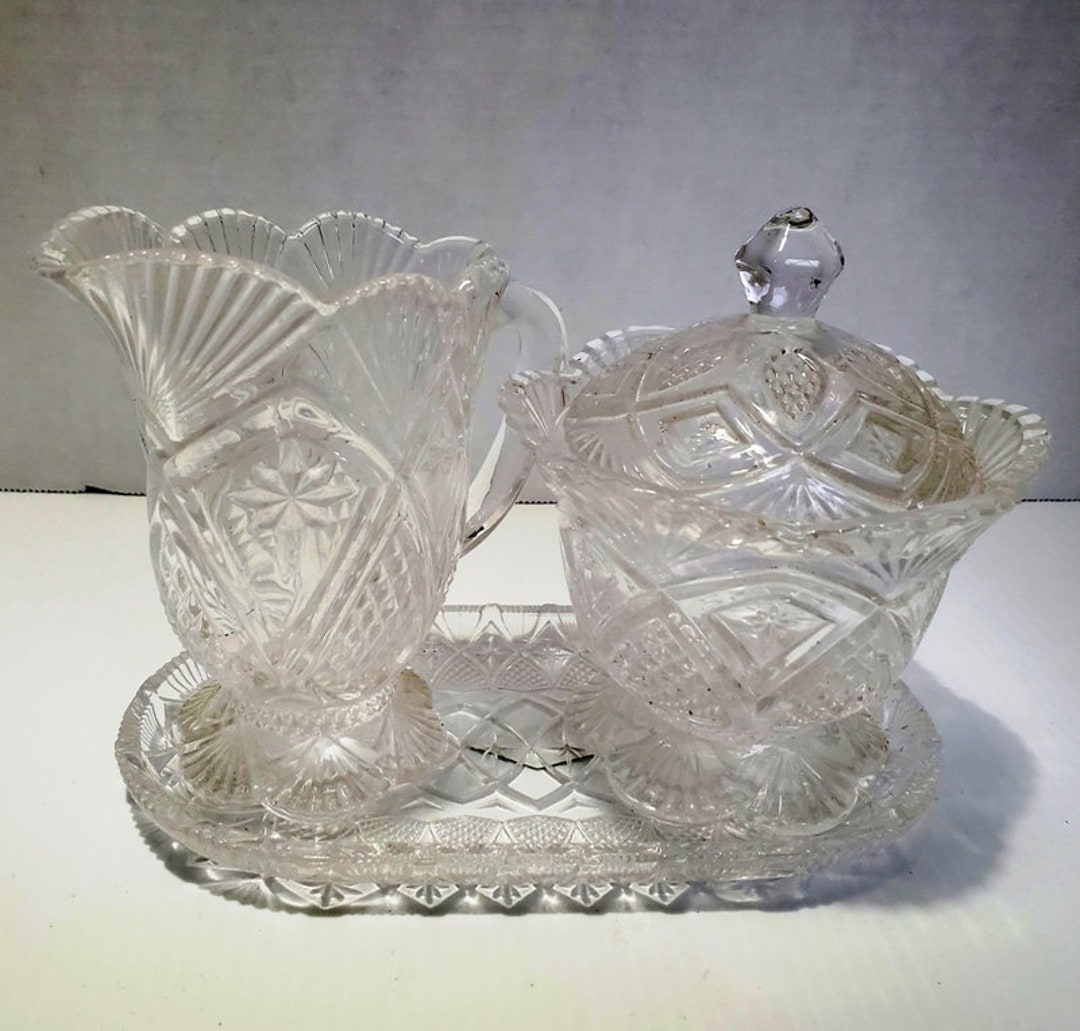 Pretty Shannon Crystal "ireland" Sugar, Creamer & Under Plate - Etsy