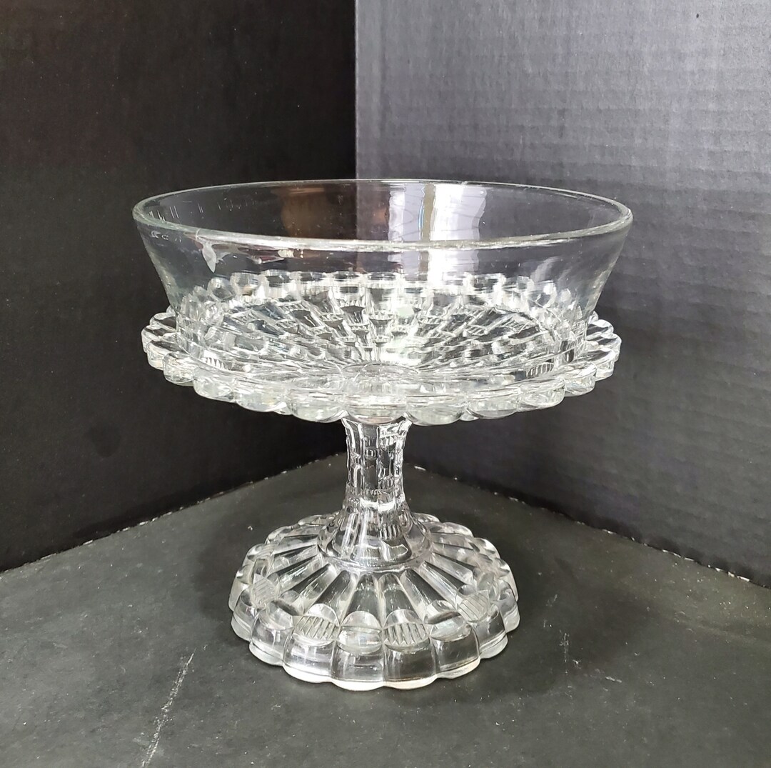 EAPG Bryce Higbee & Co. "ethol" Aka "cut Log" Footed Glass Compote 1890 ...