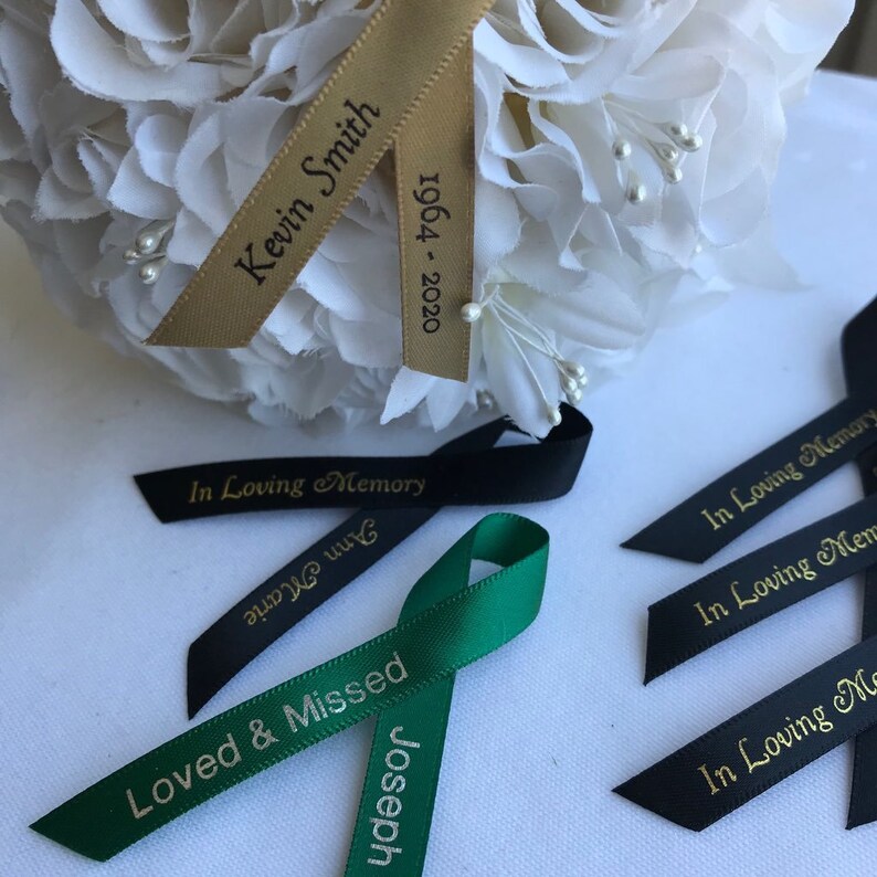 25 Personalized Memorial Ribbons-made in USA - Etsy