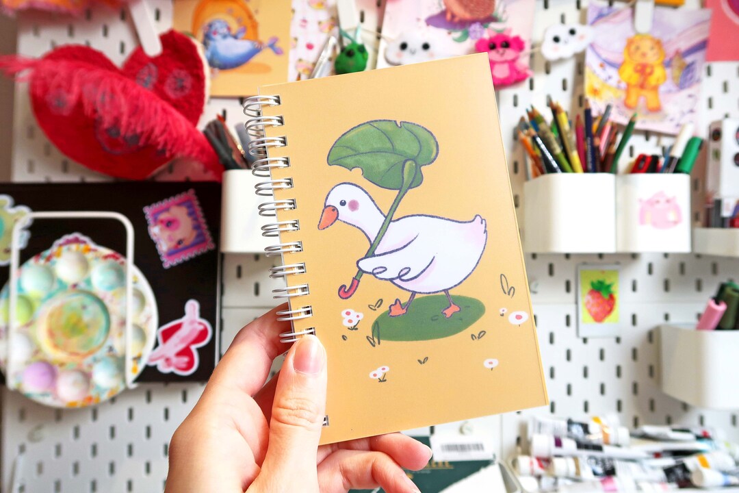 A6 Duck Notebook W/ Blank Paper - Cottagecore Plain Paper Note Book ...