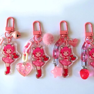 Tokyo Mew Mew Glitter Acrylic Keyring W/ Charms - Mew Mew Power, Ichigo ...