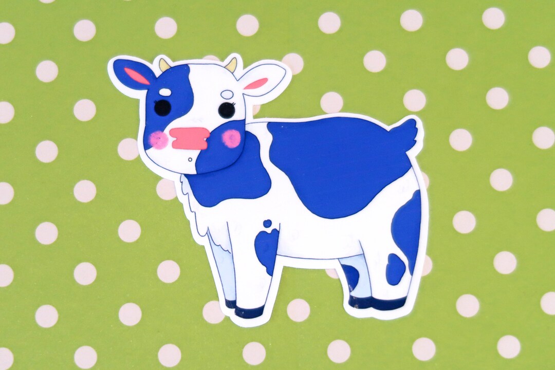 Cow Sticker, Cottage Core Sticker Blue Cow Gifts - Etsy
