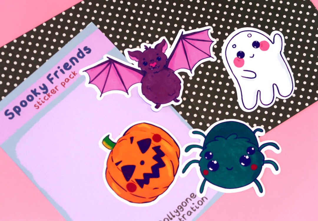 Spooky Friends Vinyl Sticker Set, Sticker Pack, Pack of 4 Stickers ...