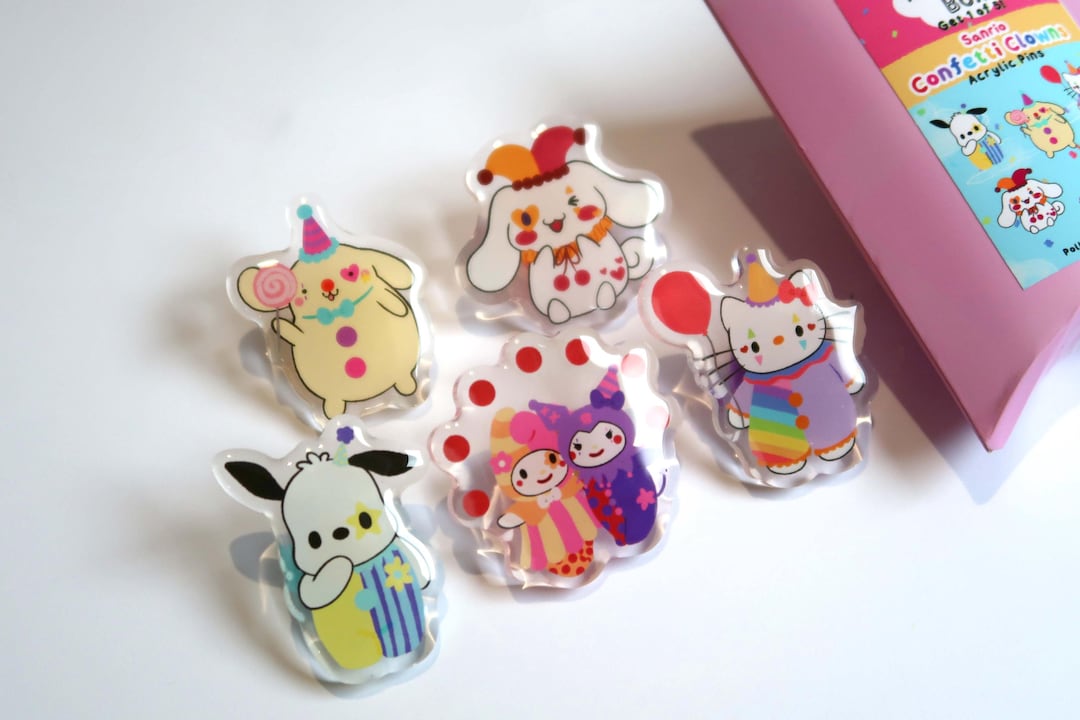 Sanrio Confetti Clowns Mystery Box Acrylic Pins Surprise - Kawaii Gift ...