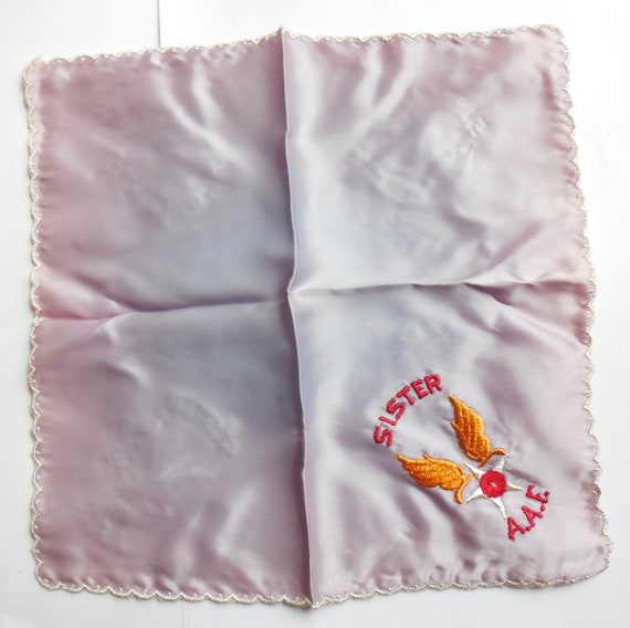 Vintage 1940s Silk Taffeta Handkerchiefs: WW2 AAE Emb… - Gem