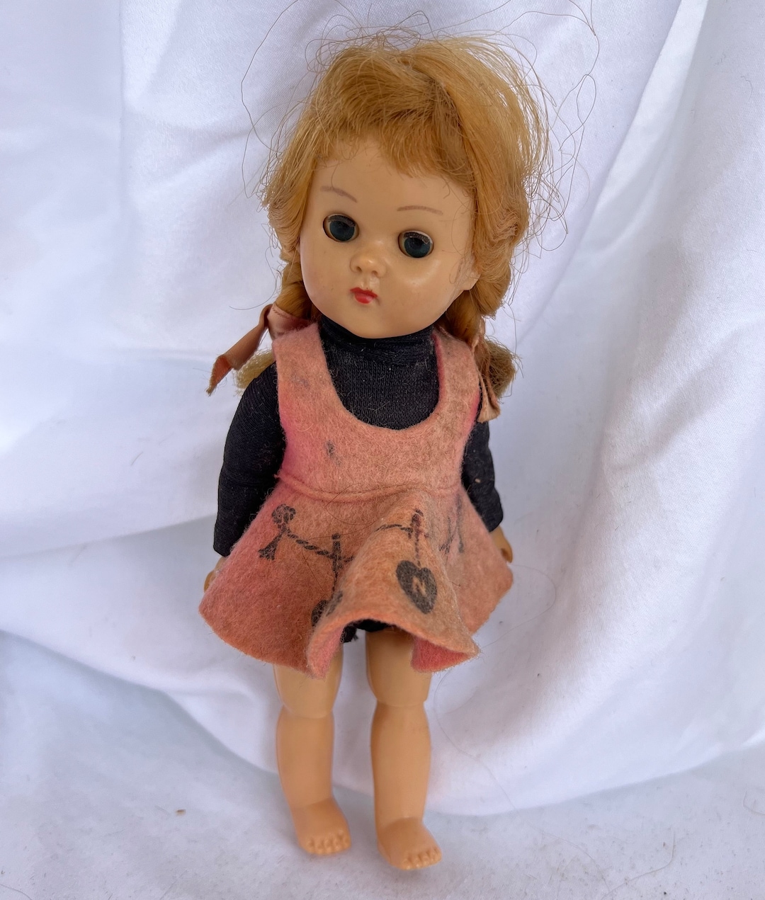 Vintage 1960s Vogue Ginny BKW Doll Pink Felt Ginny Logo Outfit Original ...