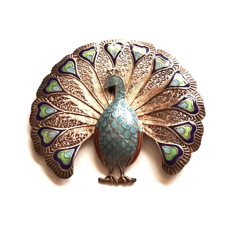 Peacock Enamel Pin - Etsy