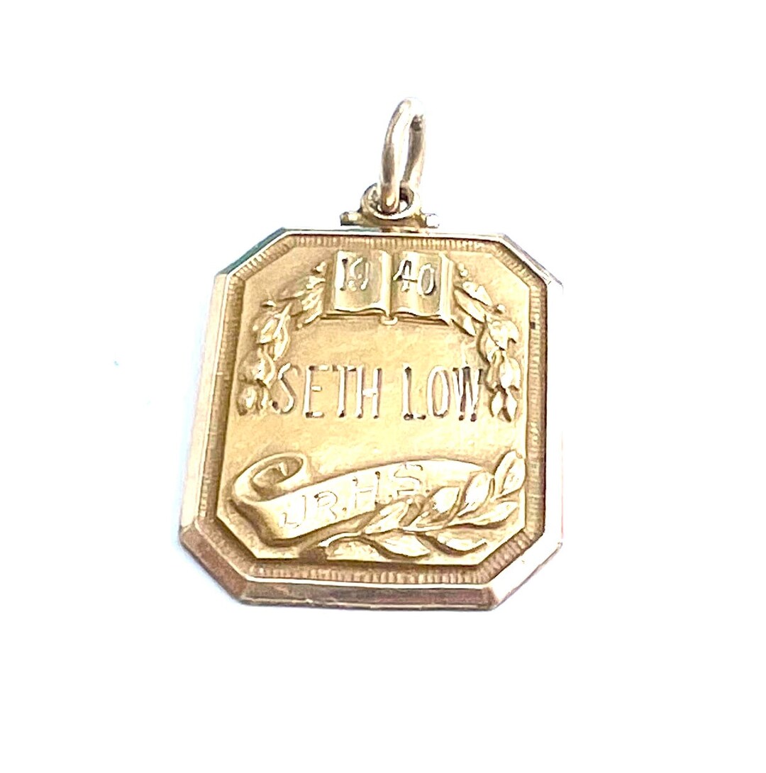 1940s Art Deco 10K Gold Filled Seth Low Jr. High Medal Fob - Brooklyn ...