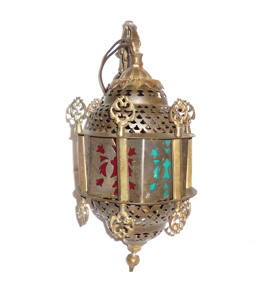 Vintage Brass Light Fixture Wall Sconce Foyer Pendant Light Art Deco ...
