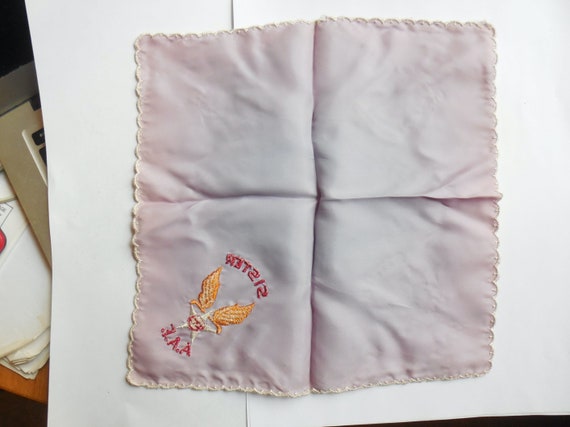 Vintage 1940s Silk Taffeta Handkerchiefs: WW2 AAE Emb… - Gem