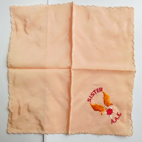 Vintage 1940s Silk Taffeta Handkerchiefs: WW2 AAE Emb… - Gem