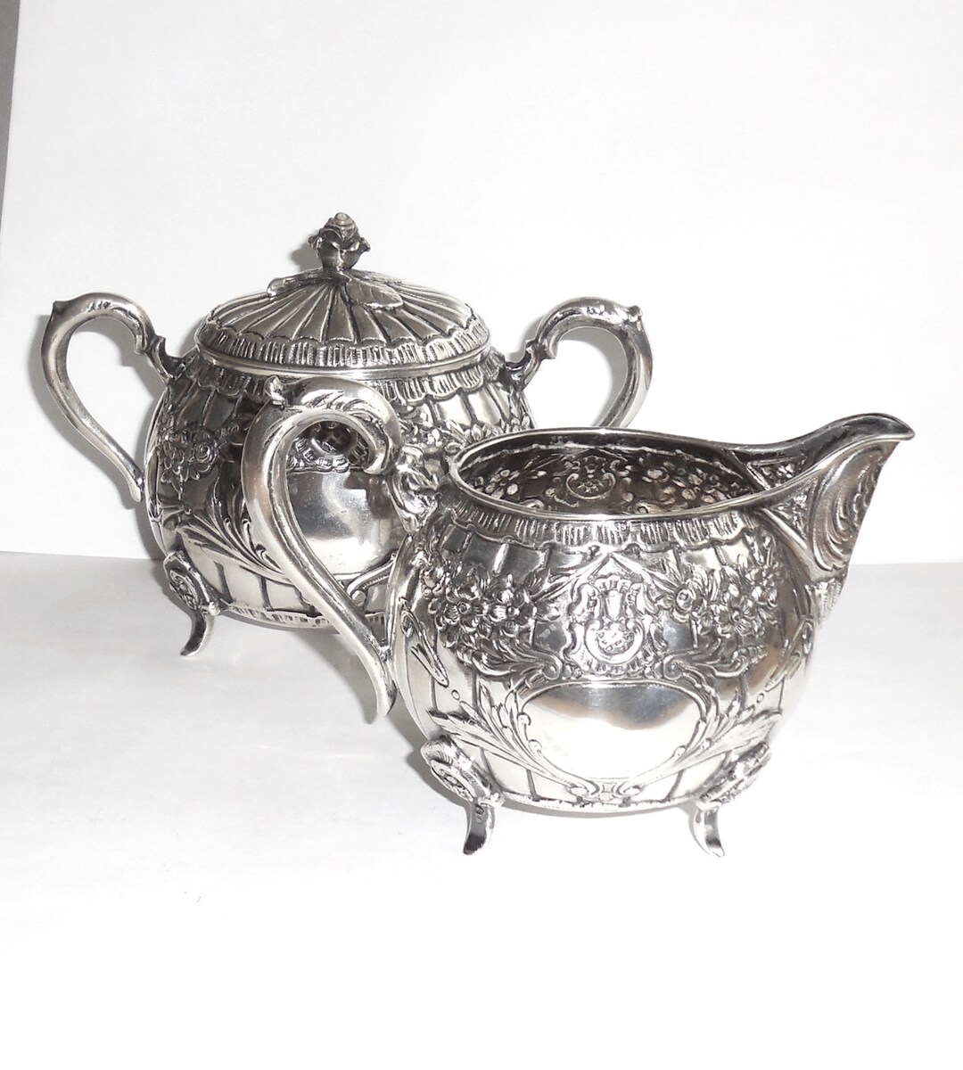 Antique Hallmarked 800 Silver Victorian Edwardian Sugar Creamer Set ...