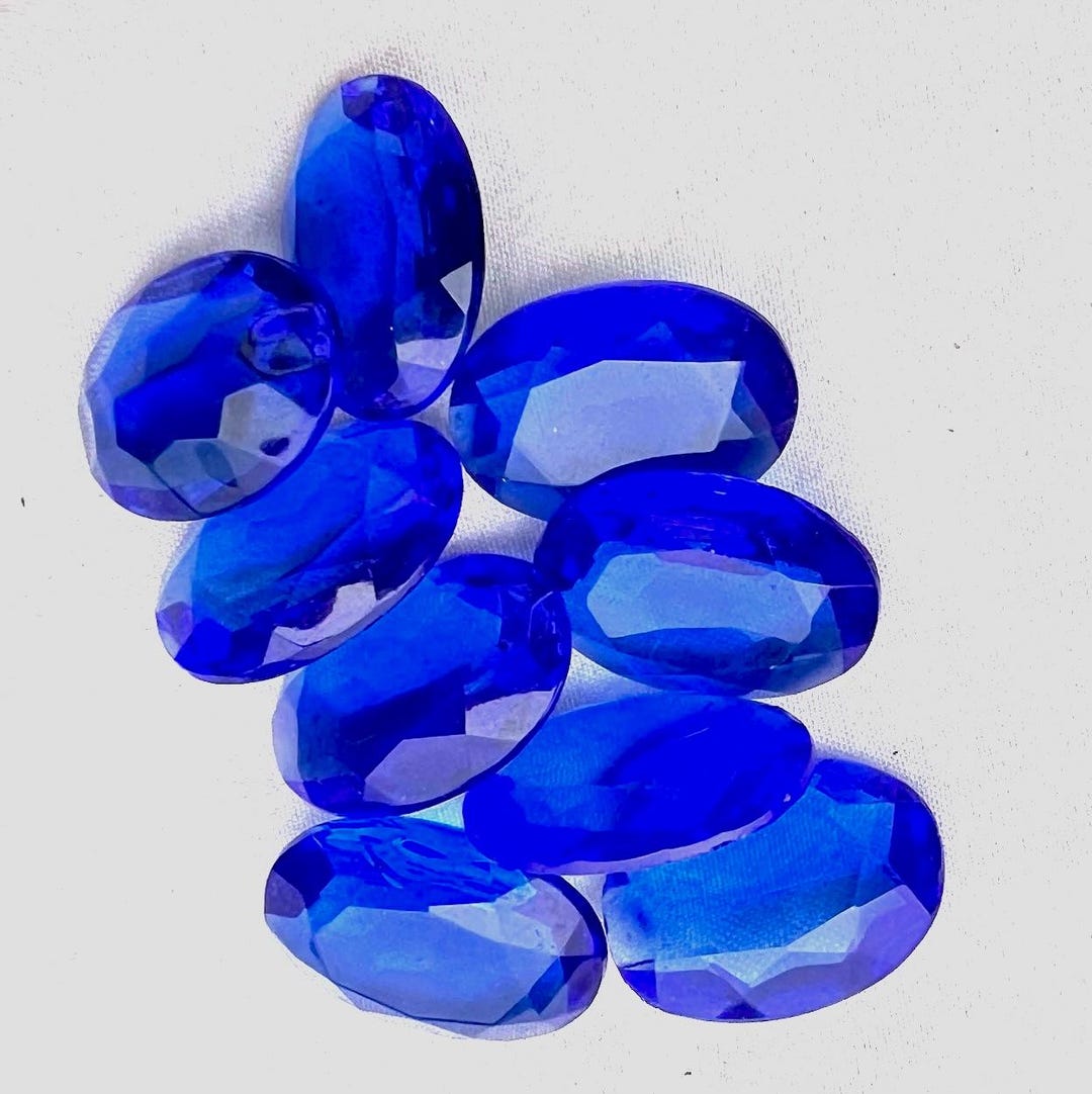 Vintage 9 Cobalt Blue Faceted Glass Ovals Jewelry Making Crafting Parts ...