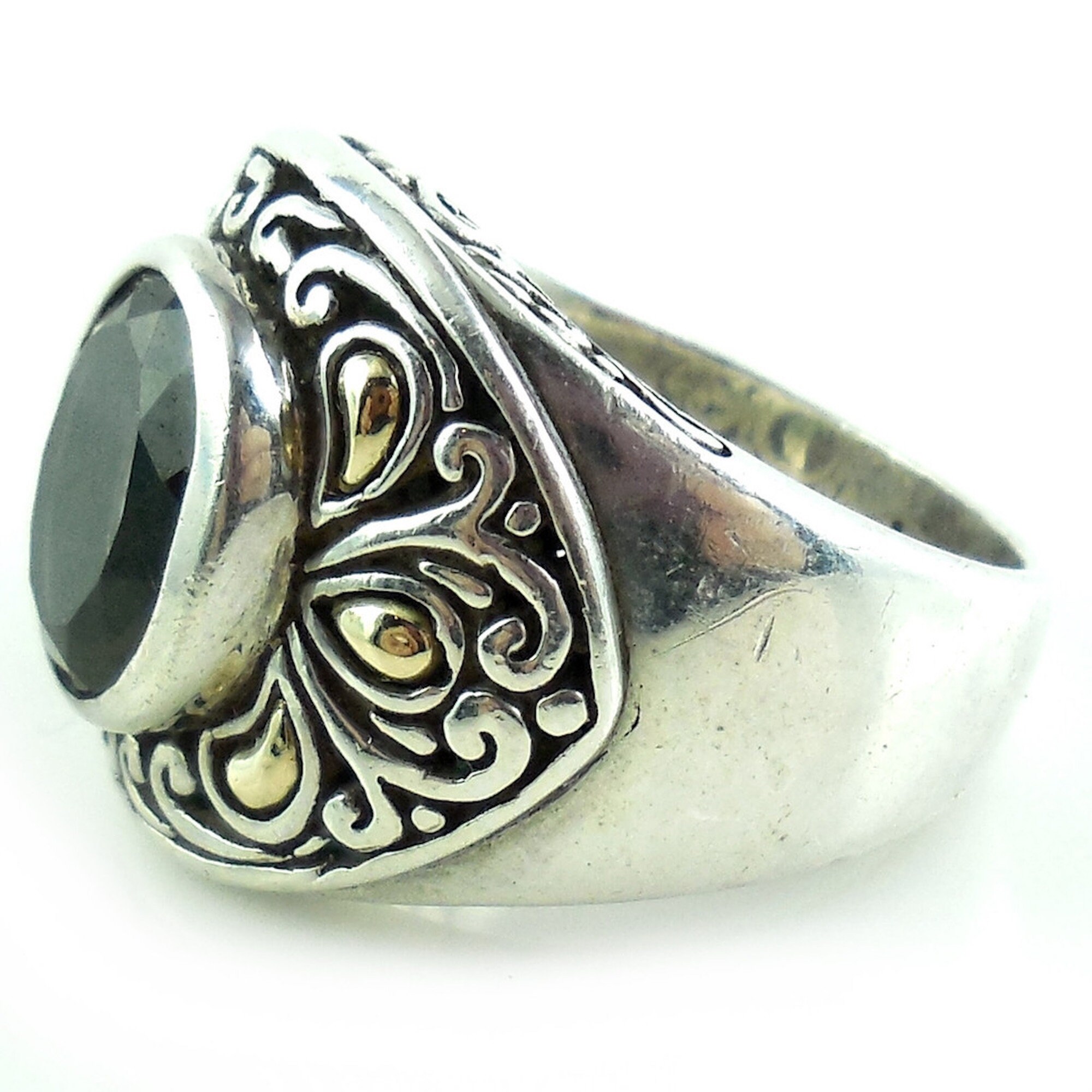 BJC Samuel B Sterling Silver 18K Gold Topaz Ring - Bali Designer, Size ...
