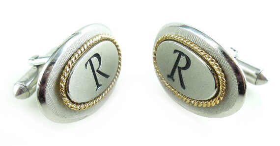 Vintage Swank Letter R Monogram Mens Swivel Cufflinks… - Gem