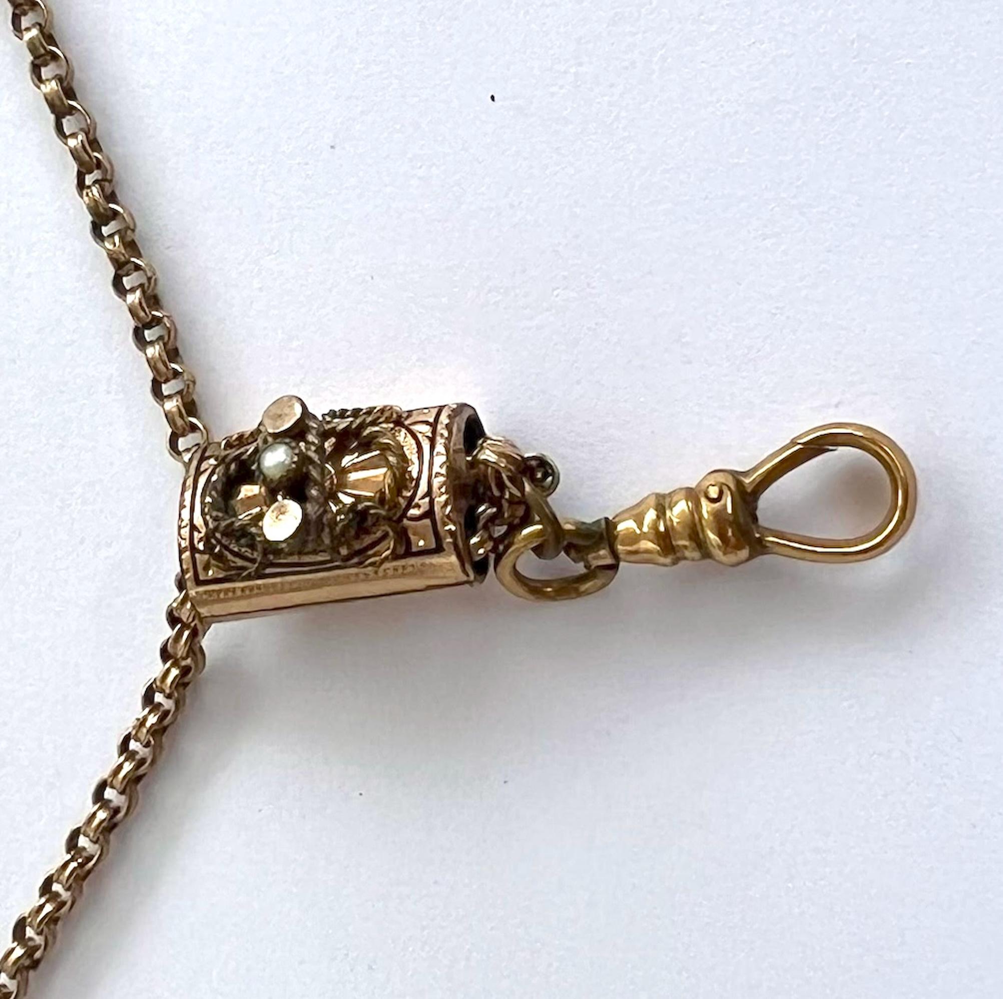 Antique Victorian 36" Gold Filled Watch Chain Slide Necklace W Original ...