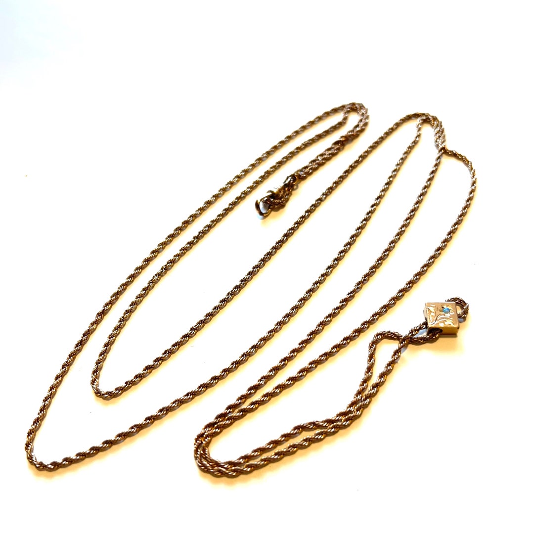 Antique 24" Gold Filled Watch Chain Slide Necklace W Original Slide and ...