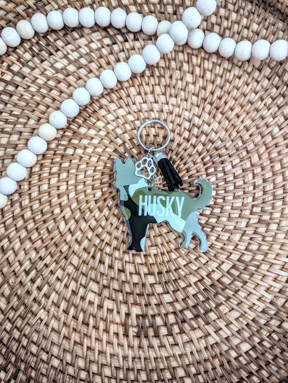 Husky Keychain Camo Keychain Dog Mom Groomer Gifts Dog - Etsy