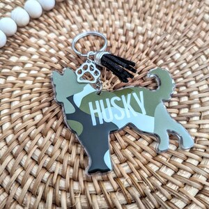 Husky Keychain Camo Keychain Dog Mom Groomer Gifts Dog - Etsy