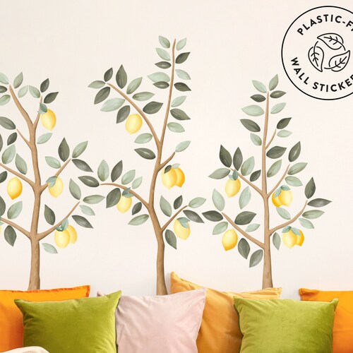 Big Lemon Tree Wall Decals With Leaves Plastic-free Wall - Etsy