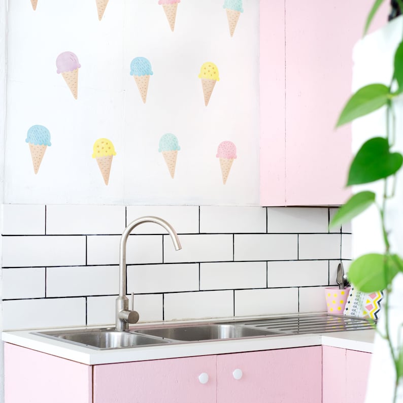 Ice Cream Cones Wall Decals Plastic-free Wall Stickers for - Etsy