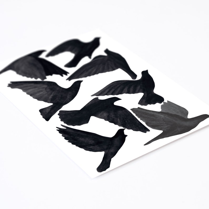 Soft Pink Watercolor Birds Wall Decals, Plastic-free Wall Stickers for ...
