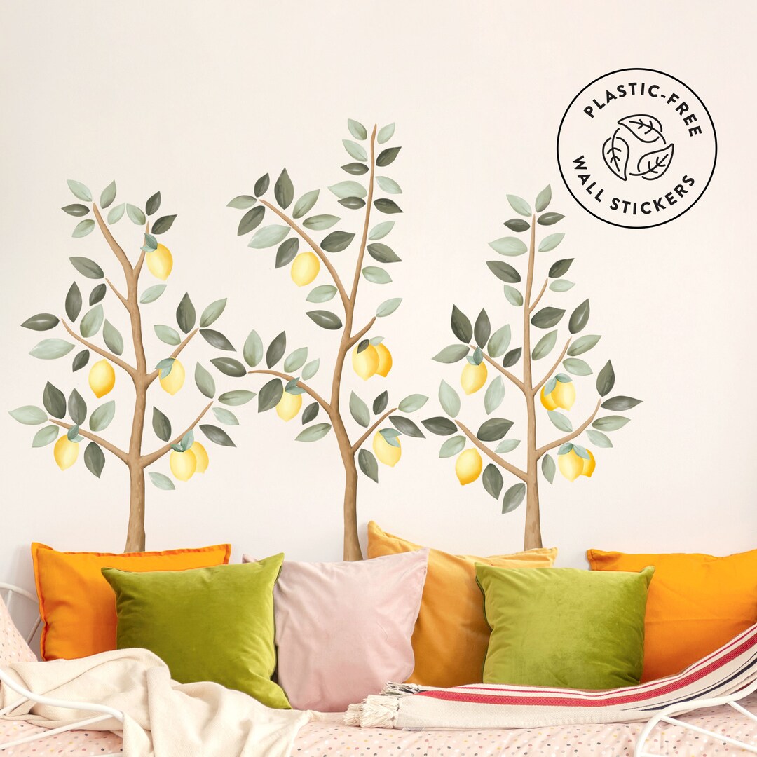 Small Lemon Trees Wall Decals With Leaves, Plastic-free Wall Stickers ...