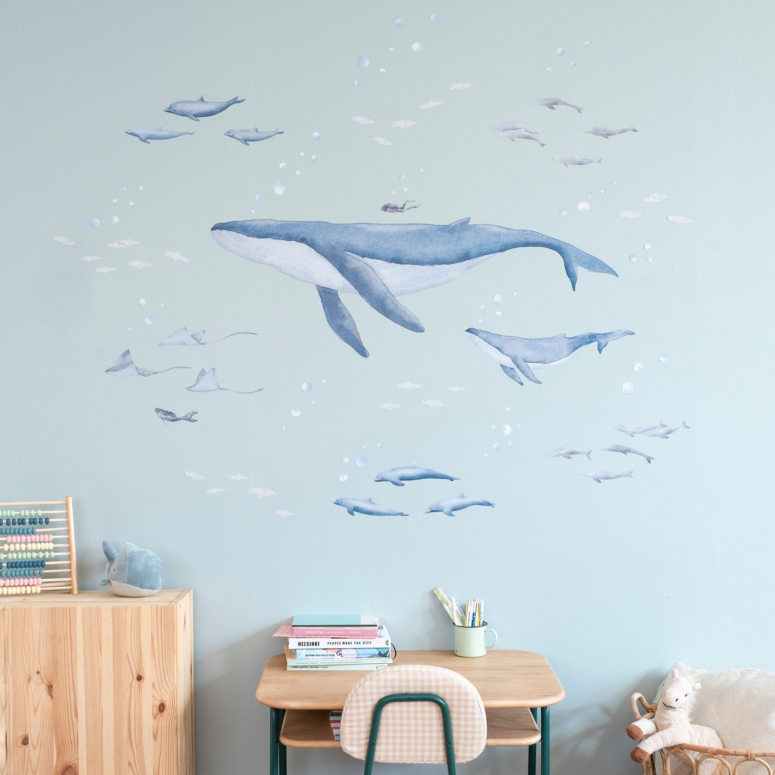 Deep Sea Whales and Diver Wall Decals, Plastic-free Wall Stickers - Etsy