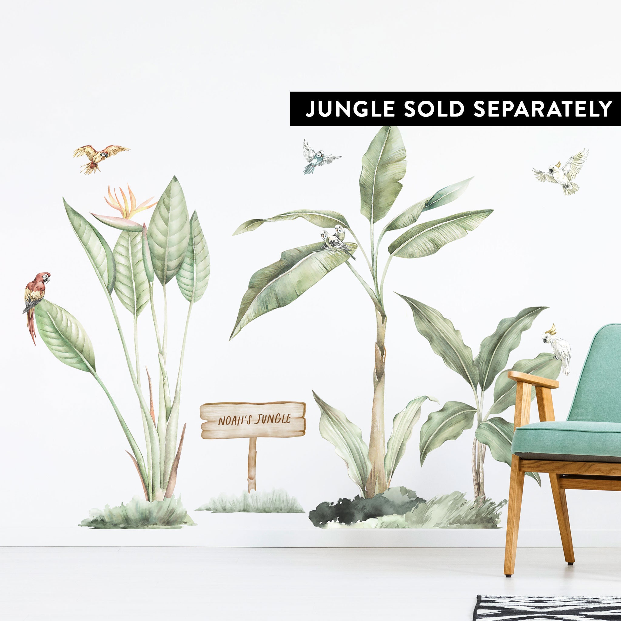 Jungle Sign, Personalised Wall Decal, Plastic-free Kids Room Wall ...