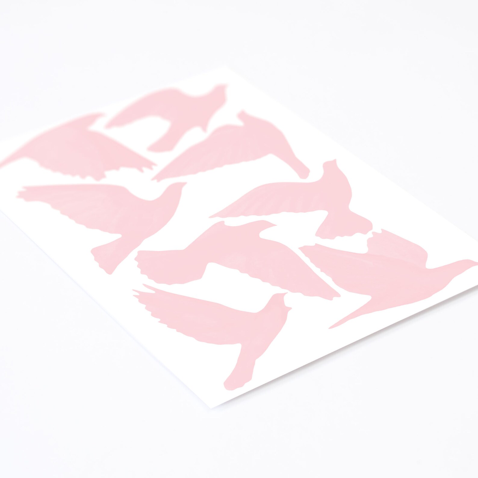 Soft Pink Watercolor Birds Wall Decals, Plastic-free Wall Stickers for ...
