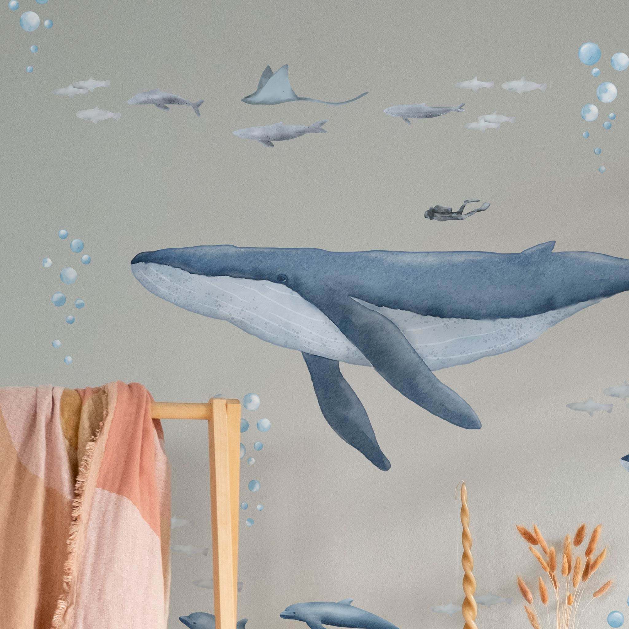 Deep Sea Whales and Diver Wall Decals, Plastic-free Wall Stickers - Etsy