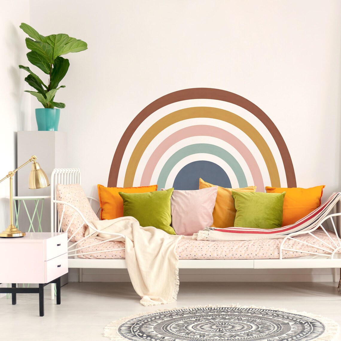 Mural Muted Rainbow Wall Sticker Plastic-free Wall Sticker - Etsy