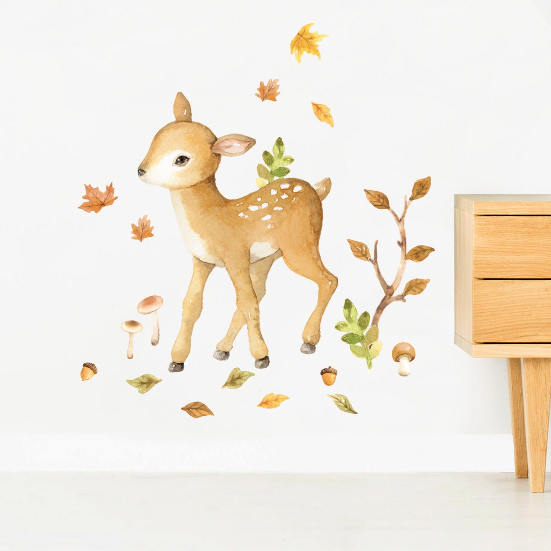 Baby Deer Wall Decal, Plastic-free Forest Friends Kids Room Wall ...