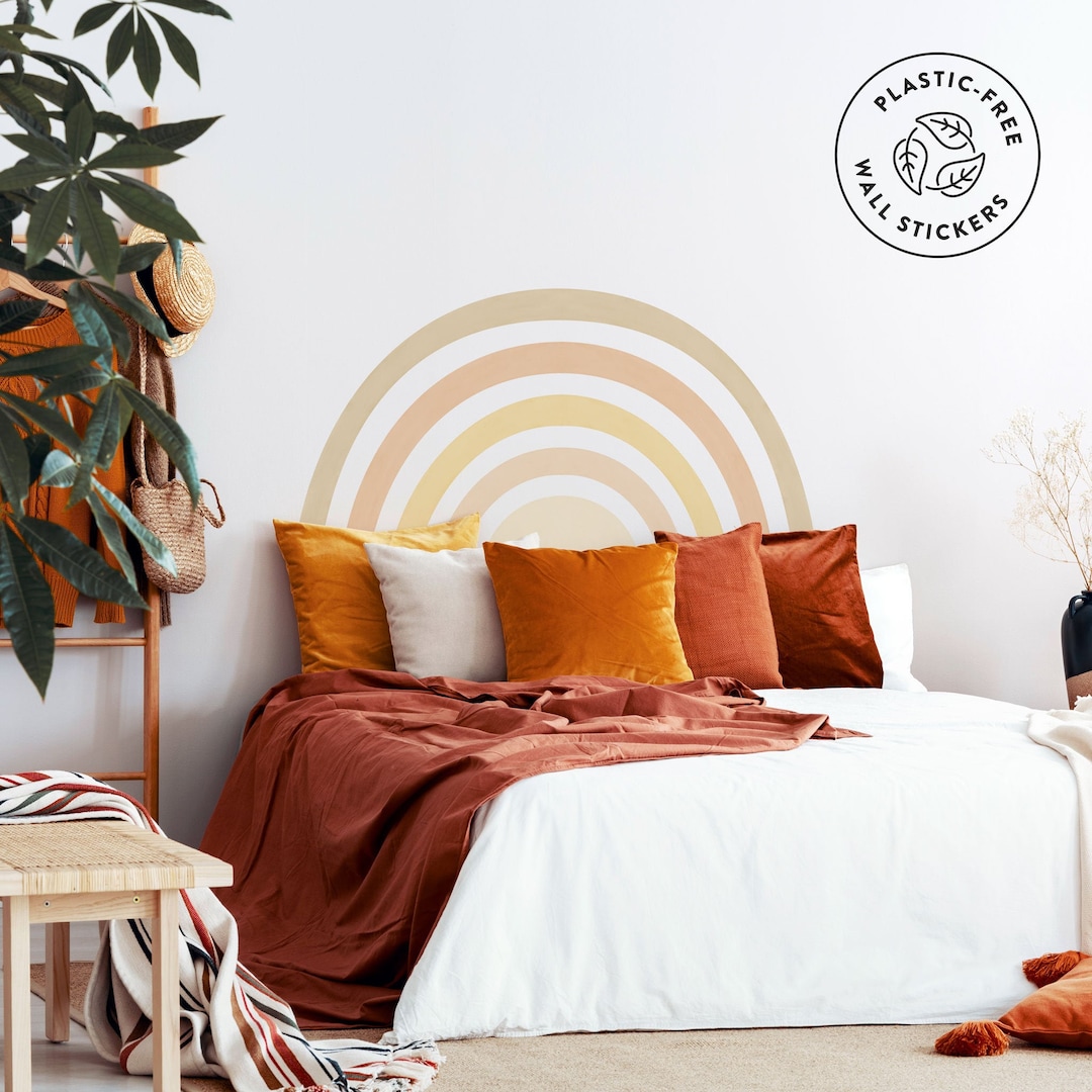 Mural Boho Rainbow Wall Sticker, Plastic-free Wall Sticker - Etsy