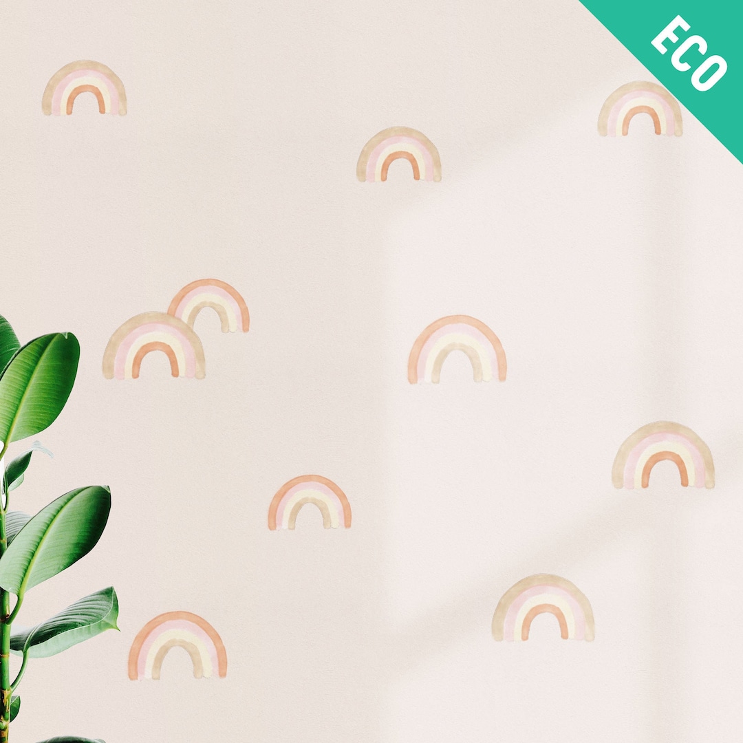 Ombre Beige Rainbow Wall Decals, Plastic-free Wall Stickers for Kids ...