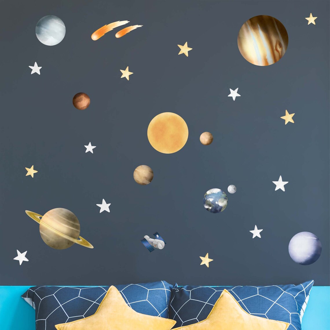Solar System Planets Watercolour Wall Decals Plastic-free - Etsy