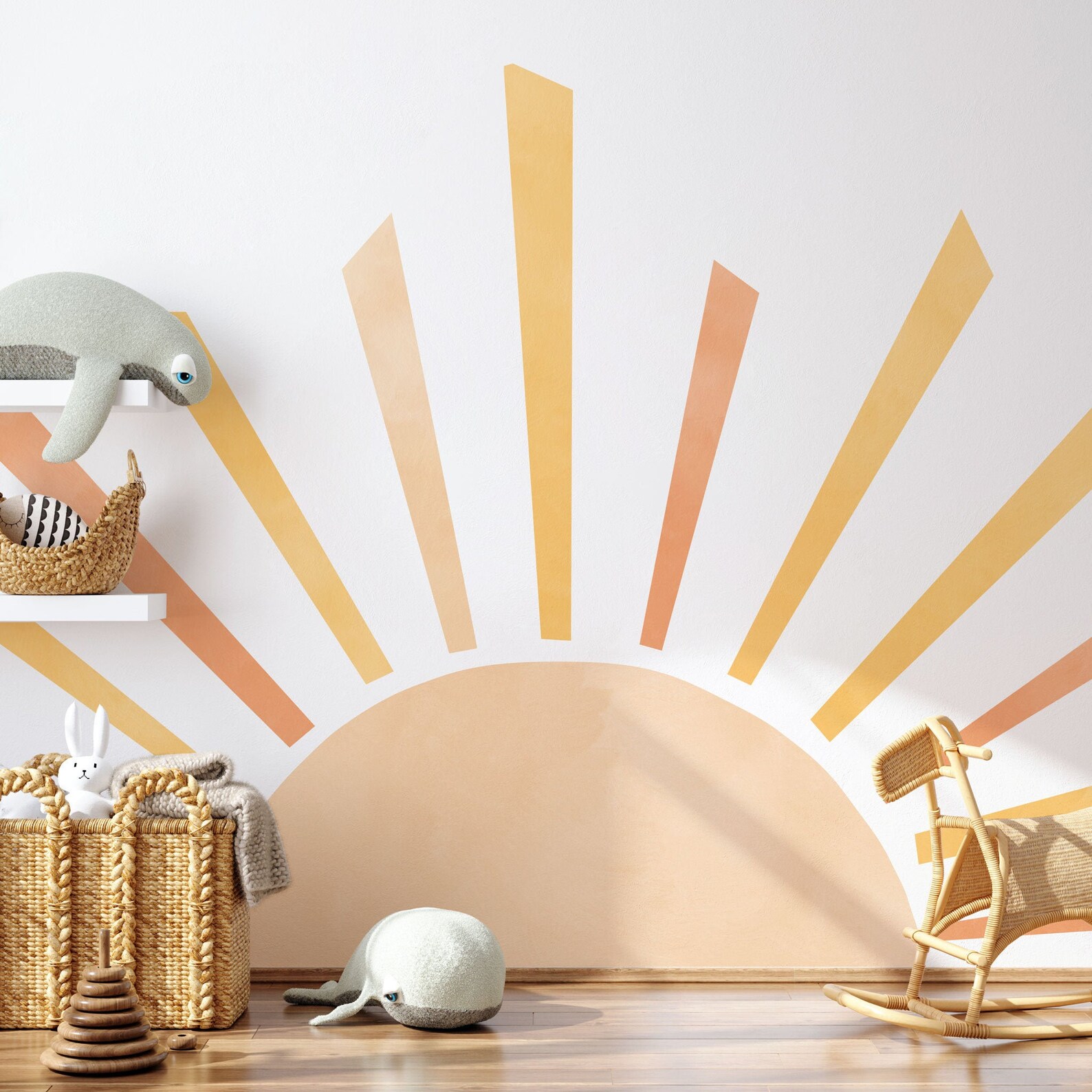 Big Yellow Rising Sun Wall Decal Plastic-free Wall Sticker - Etsy