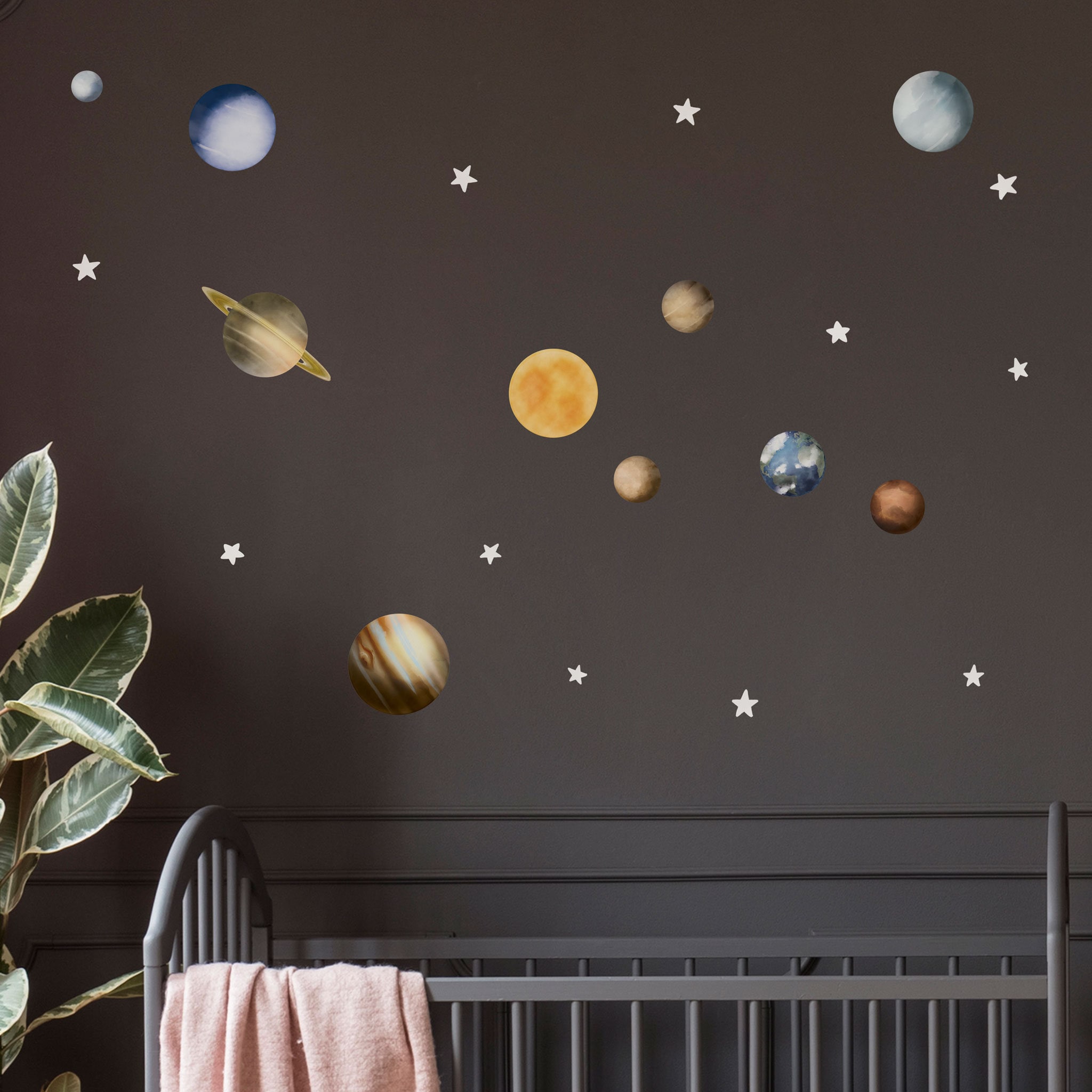 Solar System Planets Watercolour Wall Decals - Plastic-free Wall ...