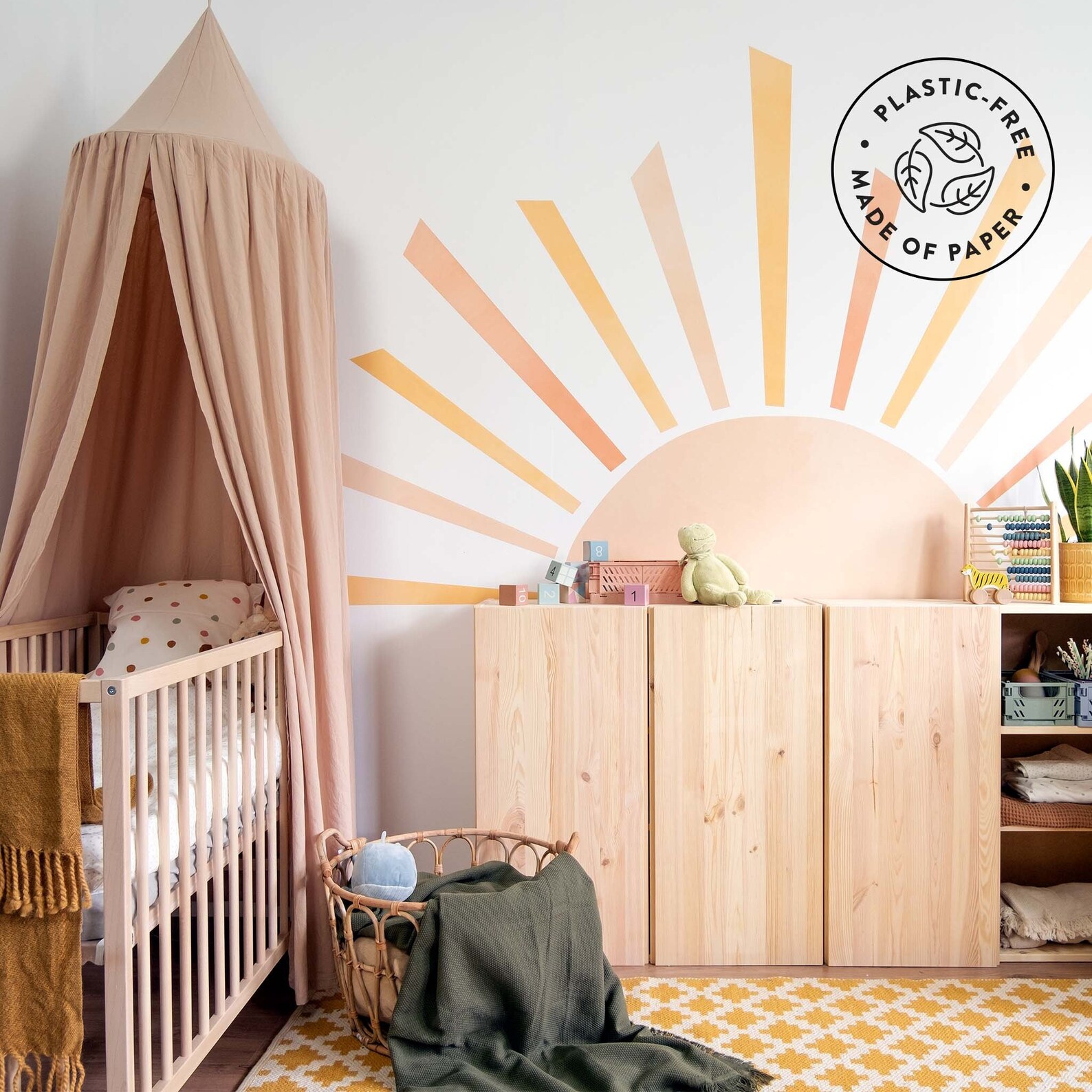 Big Yellow Rising Sun Wall Decal Plastic-free Wall Sticker - Etsy