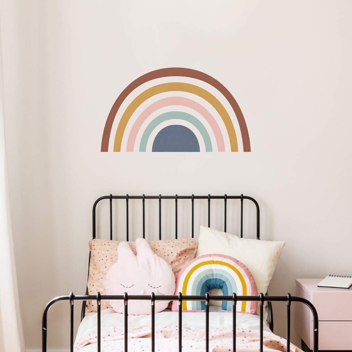 Mural Muted Rainbow Wall Sticker Plastic-free Wall Sticker - Etsy
