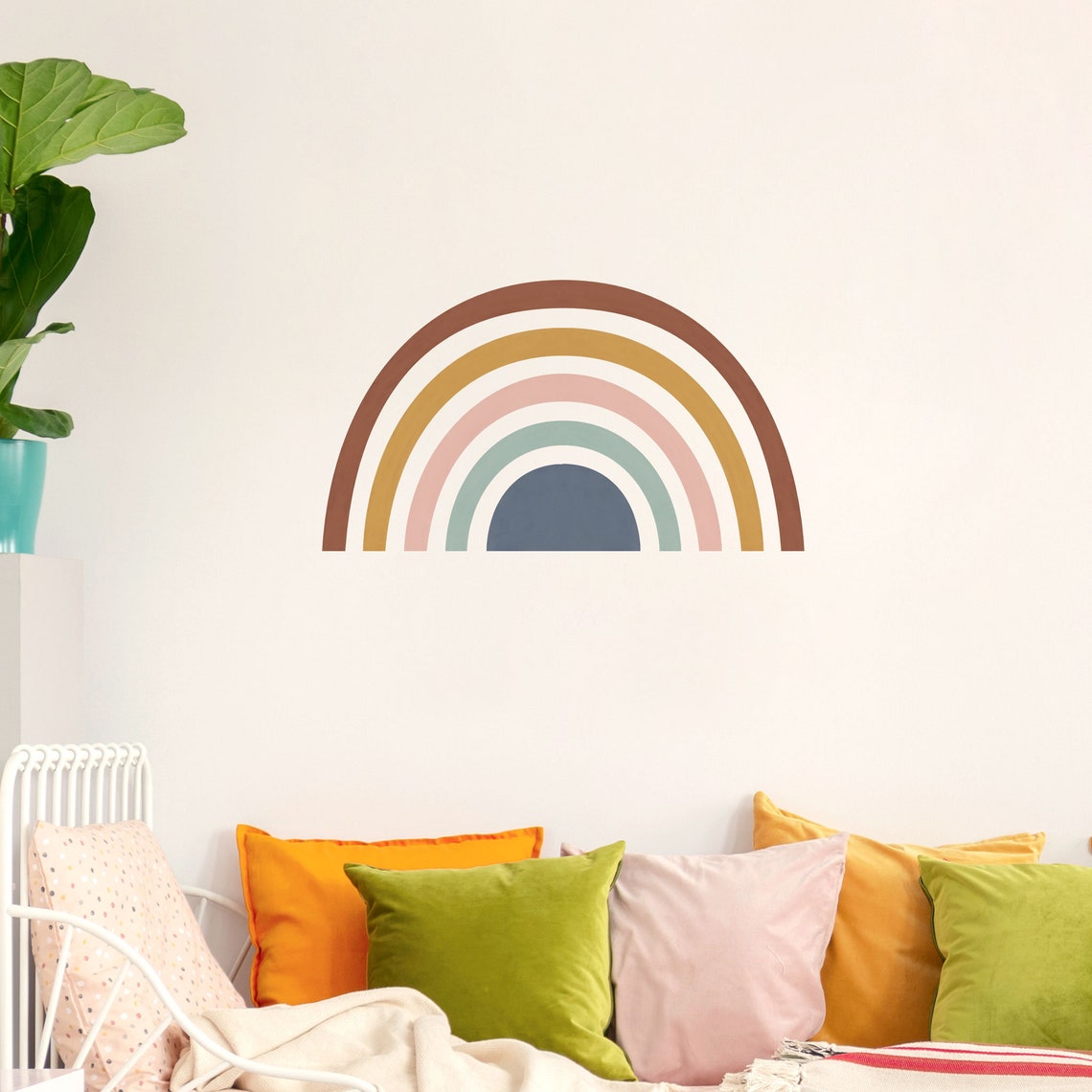 Mural Muted Rainbow Wall Sticker Plastic-free Wall Sticker - Etsy