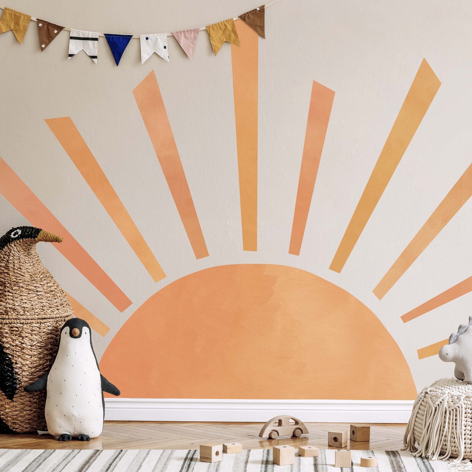 Big Yellow Rising Sun Wall Decal Plastic-free Wall Sticker - Etsy