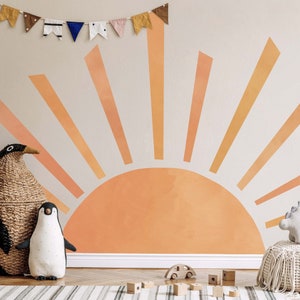Big Yellow Rising Sun Wall Decal, Plastic-free Wall Sticker - Etsy