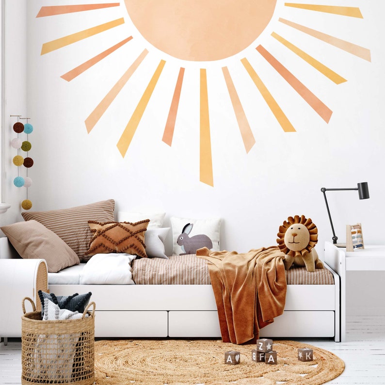 Big Yellow Rising Sun Wall Decal Plastic-free Wall Sticker - Etsy