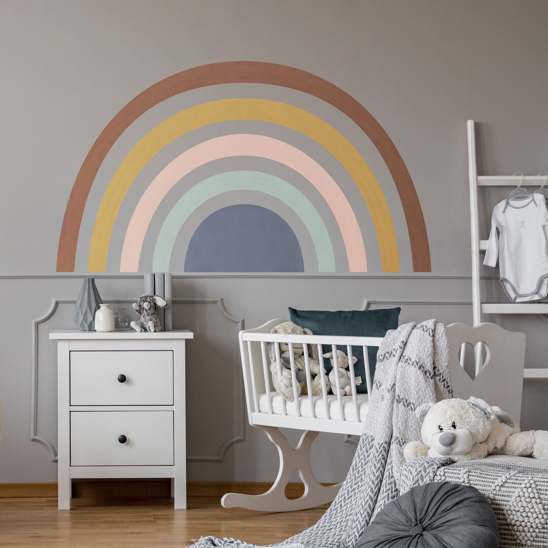 Mural Muted Rainbow Wall Sticker, Plastic-free Wall Sticker - Etsy