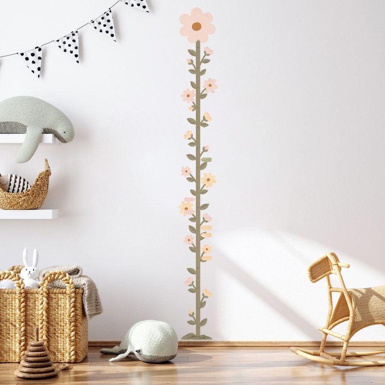 Daisy Flower Height Chart Wall Decal, Plastic-free Wall Stickers for ...