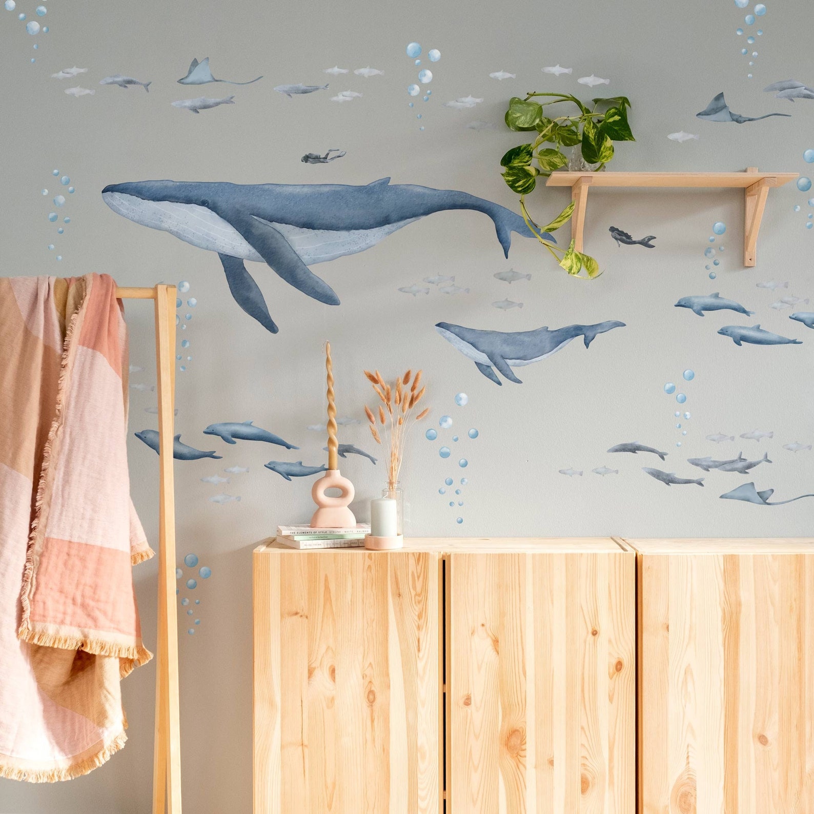 Deep Sea Whales and Diver Wall Decals, Plastic-free Wall Stickers - Etsy