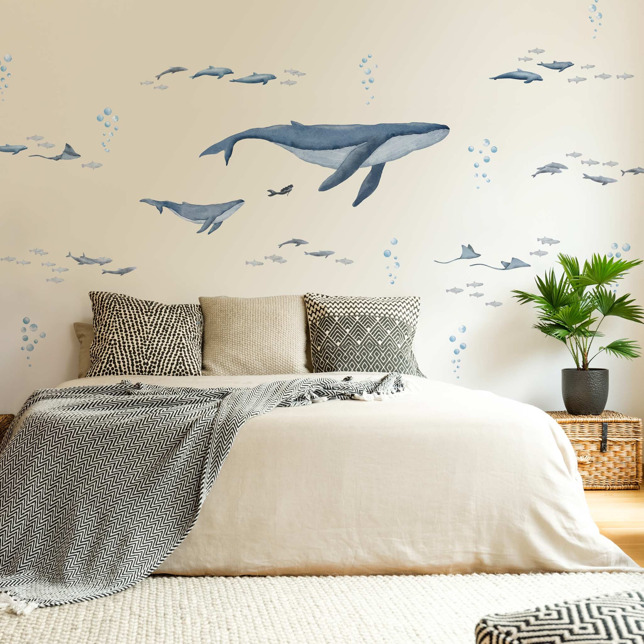 Deep Sea Whales and Diver Wall Decals, Plastic-free Wall Stickers - Etsy